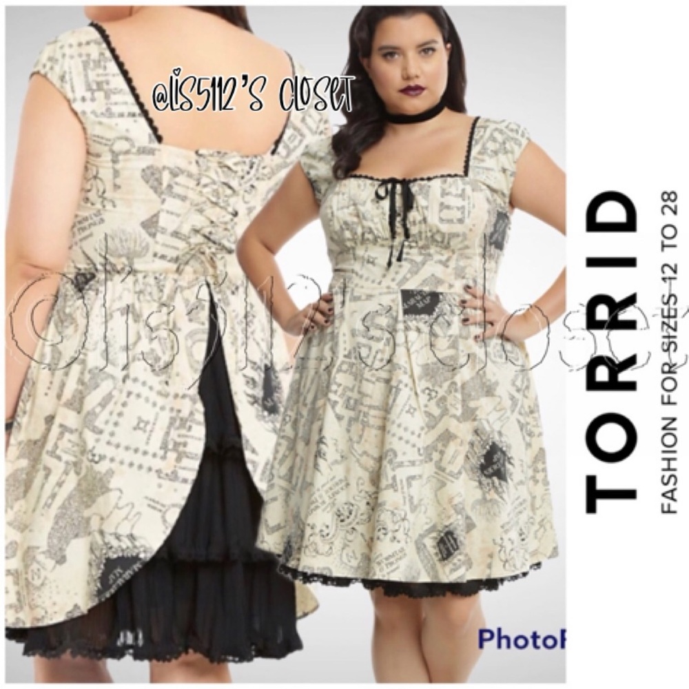 Torrid X Harry Potter Marauder’s Map Corset Ruffle Pe… - Gem